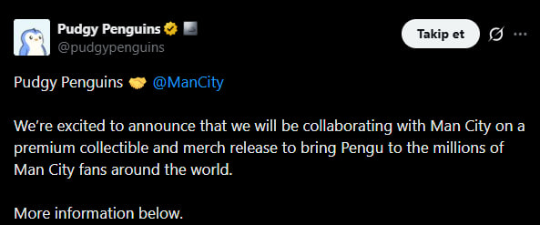 Joint Move from Pudgy Penguins and Manchester City!”