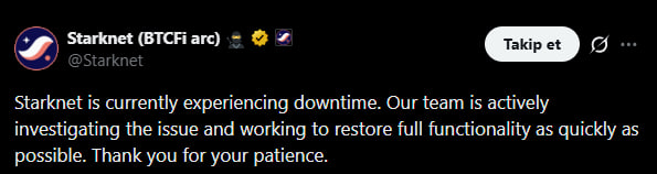 Starknet Outage Alert: First Statement from the Team